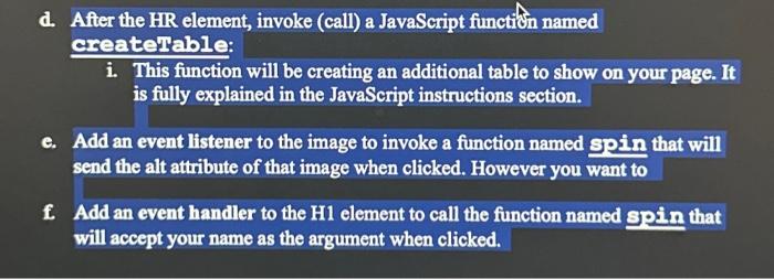Solved d. After the HR element, invoke (call) a JavaScript | Chegg.com