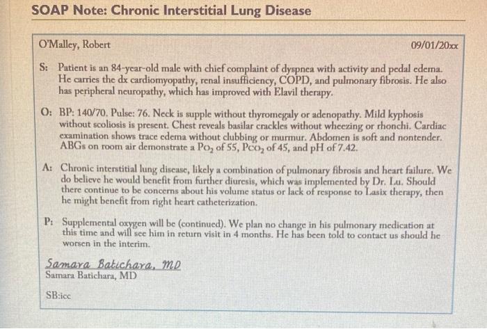 Solved SOAP Note: Chronic Interstitial Lung Disease | Chegg.com