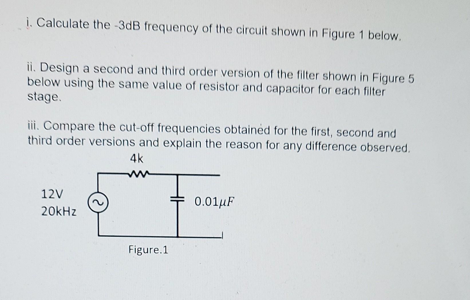 Solved i. Calculate the -3dB frequency of the circuit shown | Chegg.com