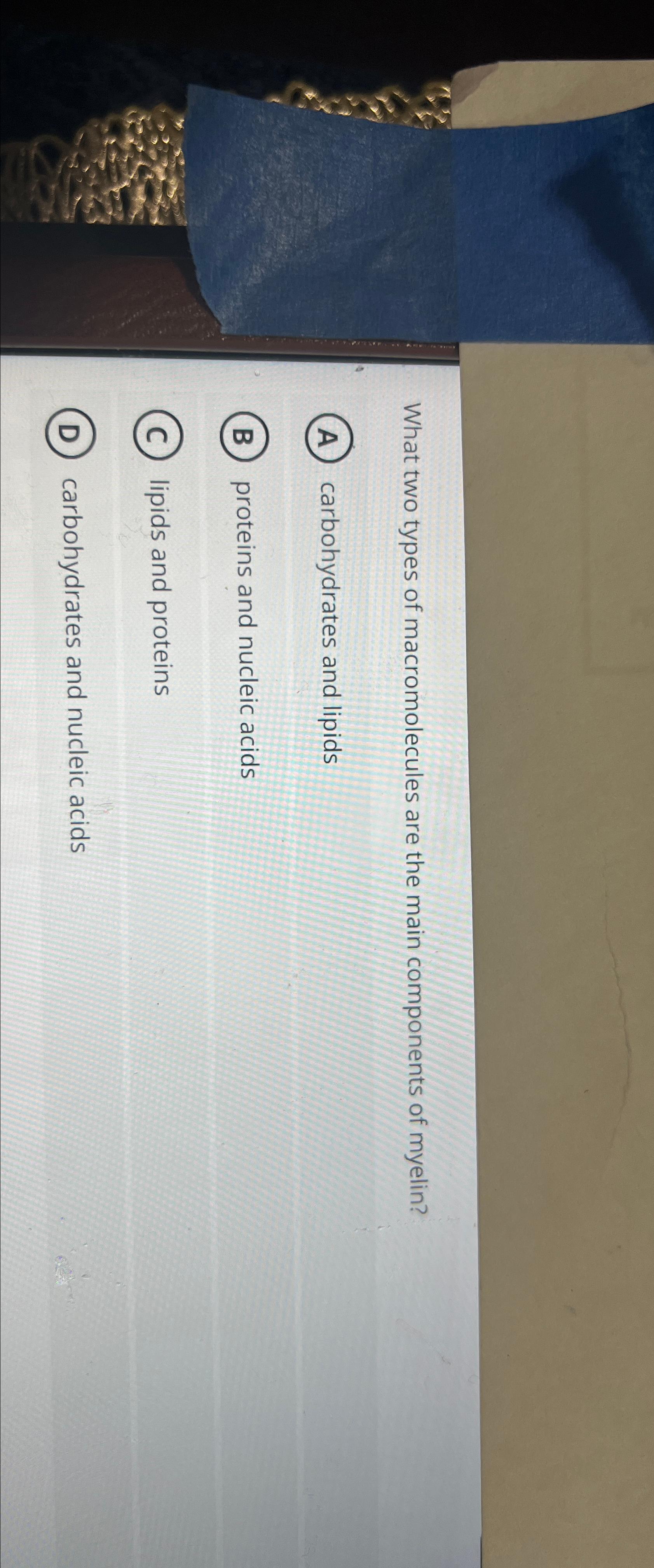 Solved What two types of macromolecules are the main | Chegg.com