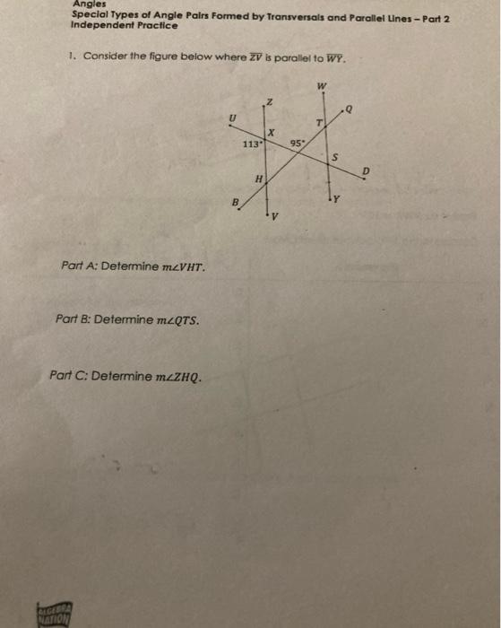 Solved Angles Special Types of Angle Pairs Formed by | Chegg.com