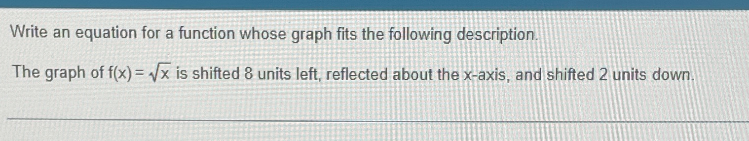Solved Write an equation for a function whose graph fits the | Chegg.com