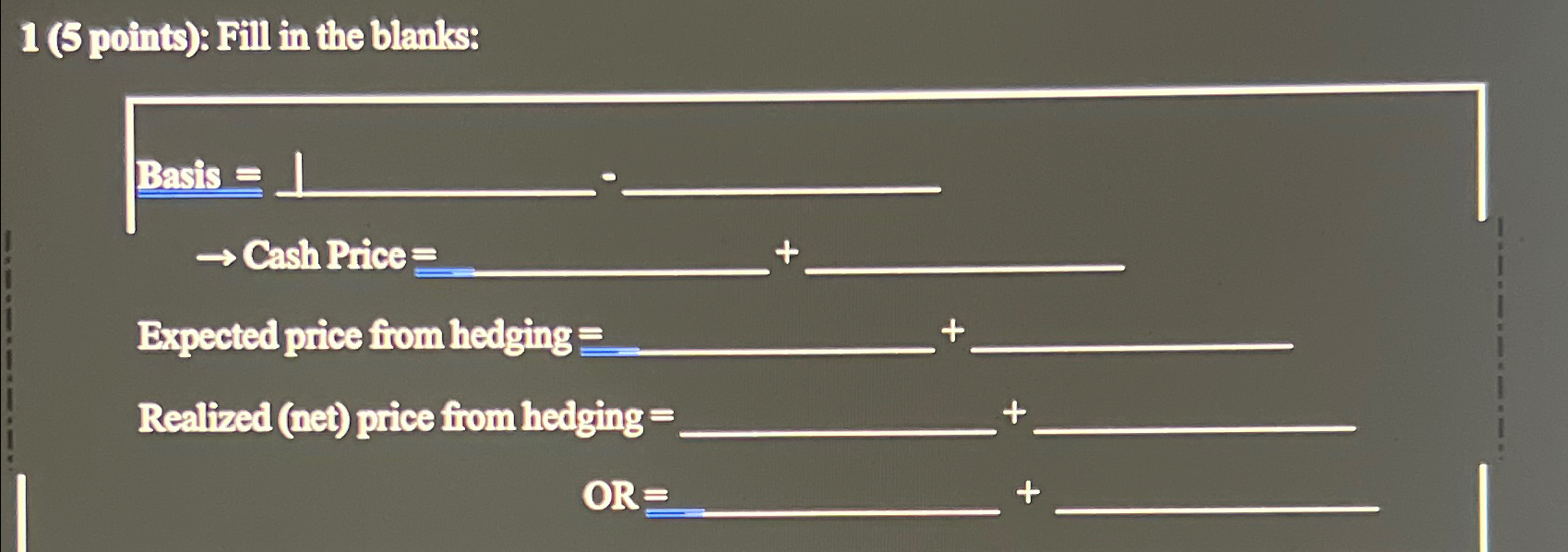 Solved 1 (6 ﻿points): Fill in the blanks: | Chegg.com