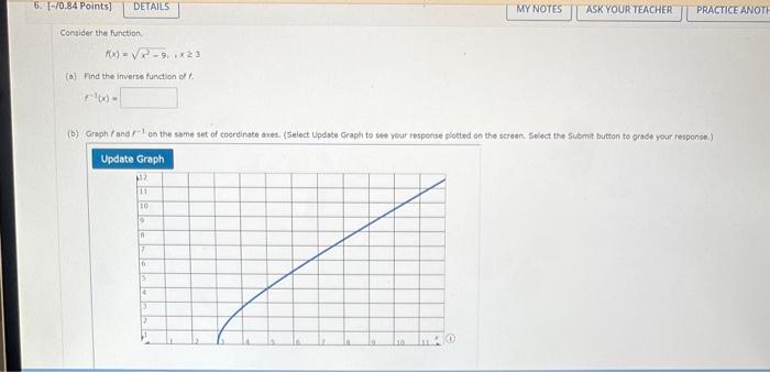 Consider The Function F X X2−9 X≥3 A Find The
