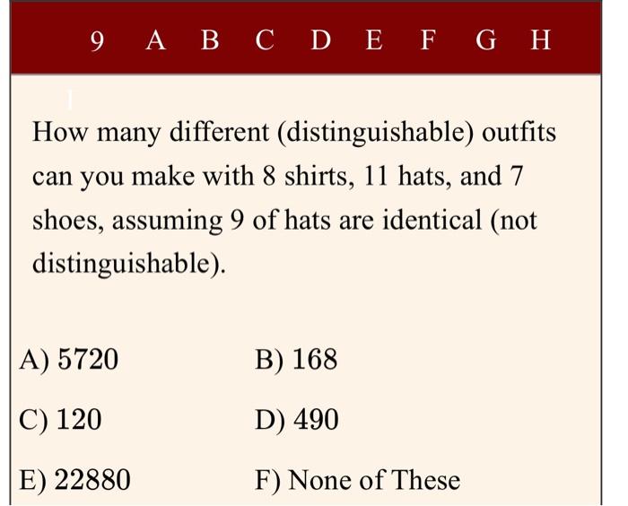 Solved How many different (distinguishable) outfits can you | Chegg.com