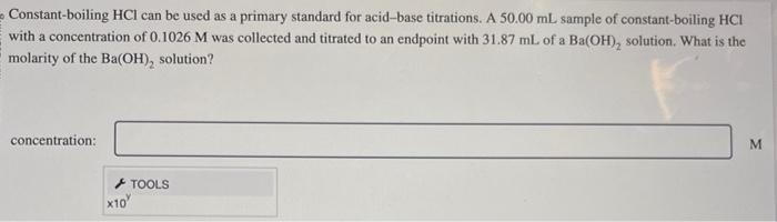 Solved Constant-boiling HCl can be used as a primary | Chegg.com
