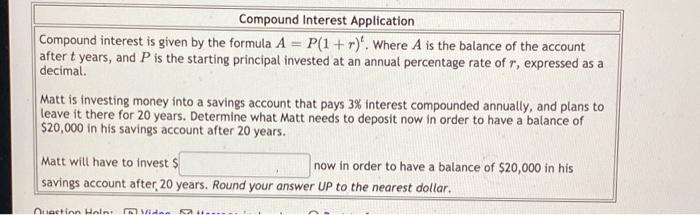Solved Compound Interest Application Compound interest is | Chegg.com