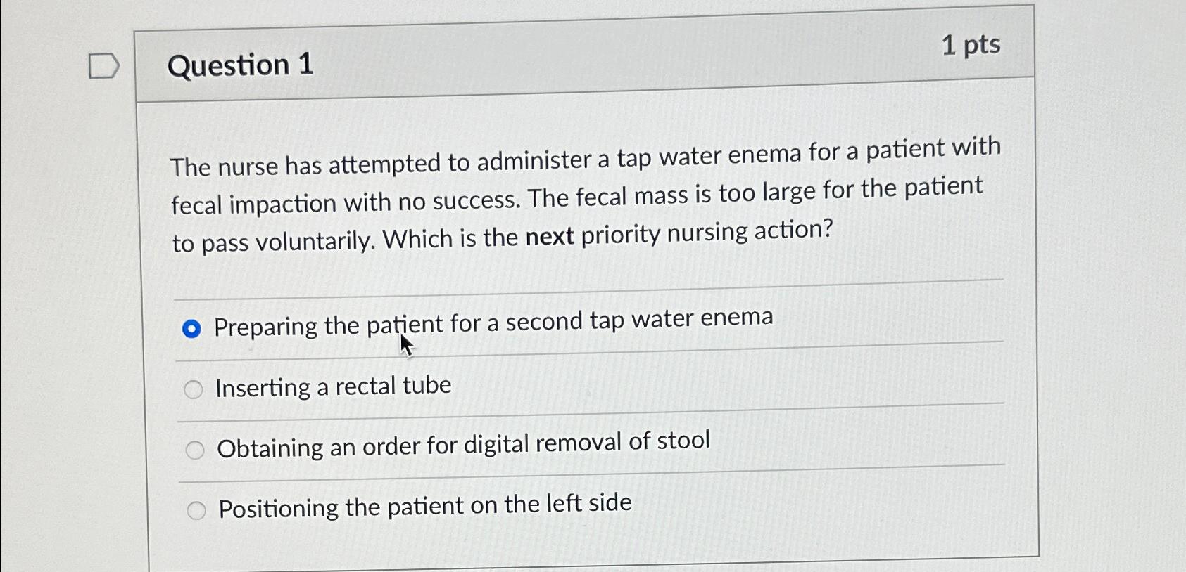 Solved Question 11 ﻿ptsThe nurse has attempted to administer | Chegg.com