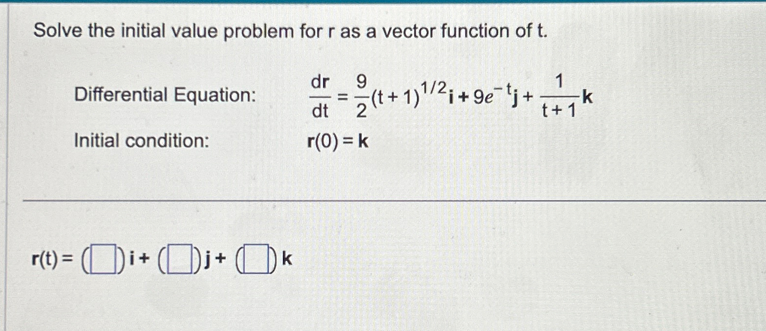 Solved Solve the initial value problem for r ﻿as a vector | Chegg.com