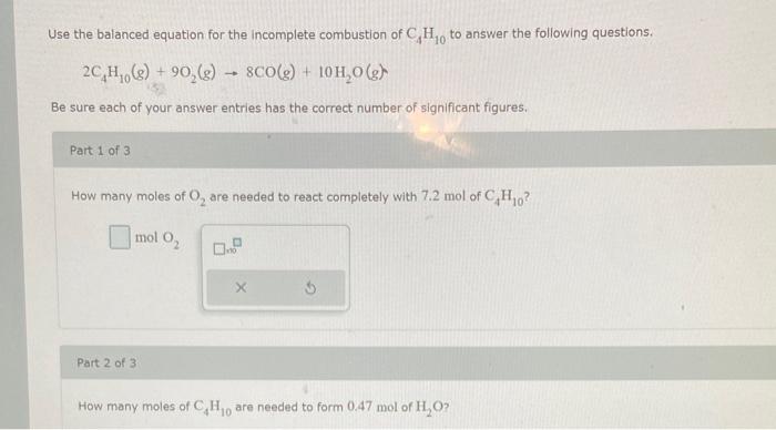 Solved Use the balanced equation for the incomplete | Chegg.com