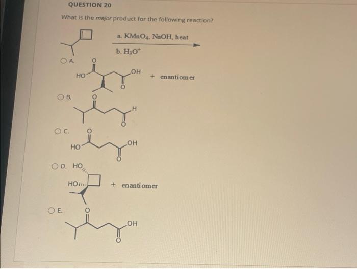 Solved What is the major product for the following reaction? | Chegg.com