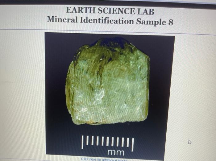 Solved EARTH SCIENCE LAB Mineral Identification Sample 8 mm | Chegg.com