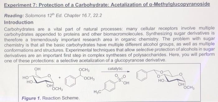 Solved Experiment 7: Protection of a Carbohydrate: | Chegg.com
