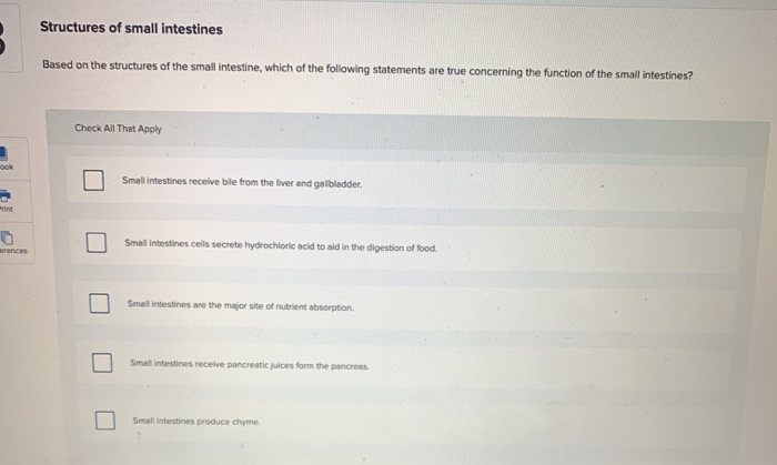 Solved Structures of small intestines Based on the | Chegg.com
