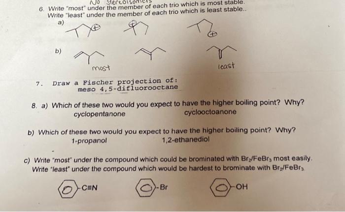 Solved 6. Write "most" under the member of each trio which | Chegg.com