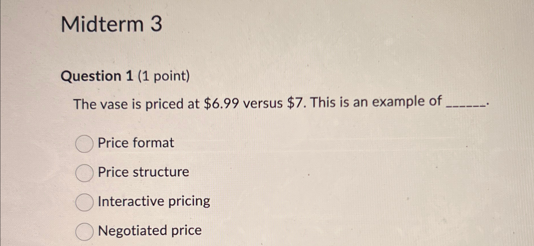 Solved Midterm 3Question 1 (1 ﻿point)The vase is priced at | Chegg.com