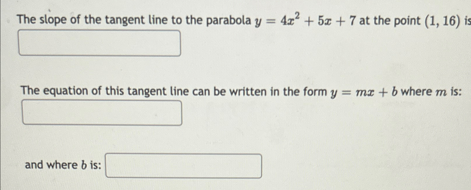 Solved The slope of the tangent line to the parabola | Chegg.com