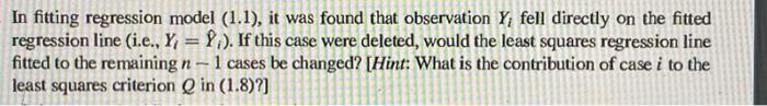Solved In fitting regression model (1.1), it was found that | Chegg.com