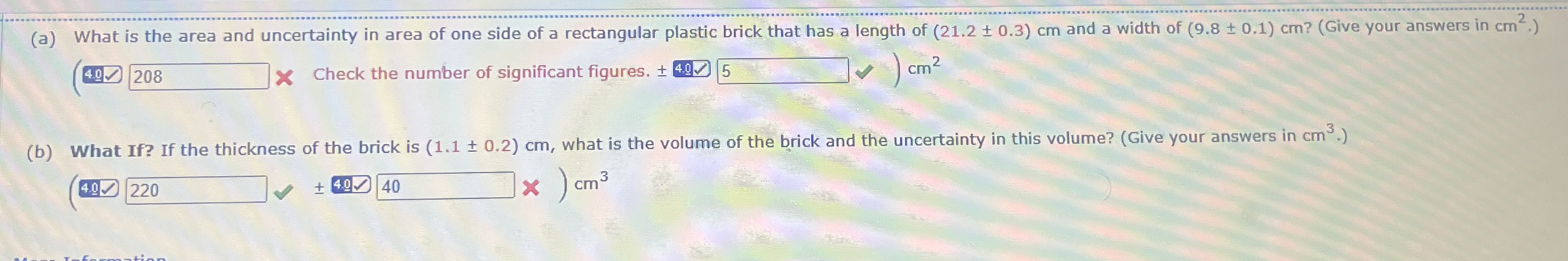 Solved (a) ﻿What is the area and uncertainty in area of one | Chegg.com