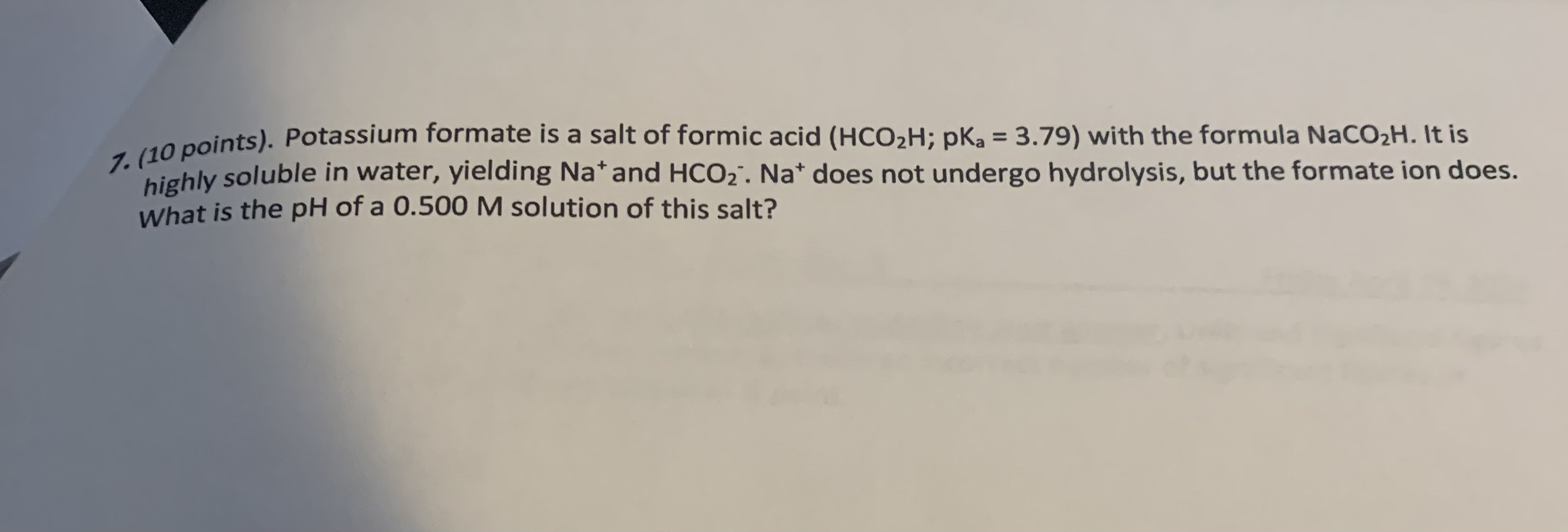 Solved (10 ﻿points). ﻿Potassium formate is a salt of formic | Chegg.com