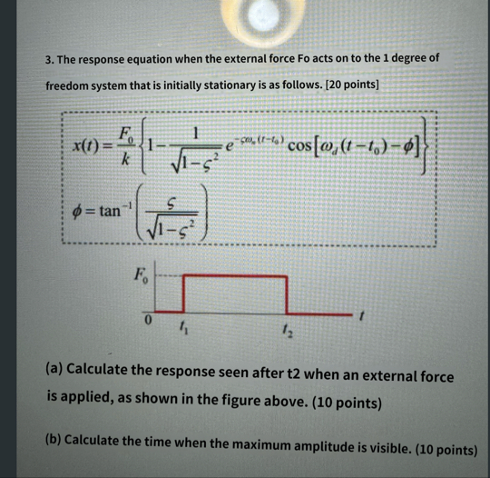 Solved The response equation when the external force Fo acts | Chegg.com
