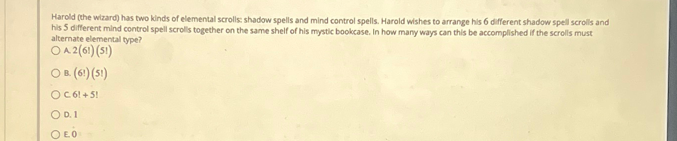 Solved Harold (the wizard) ﻿has two kinds of elemental | Chegg.com