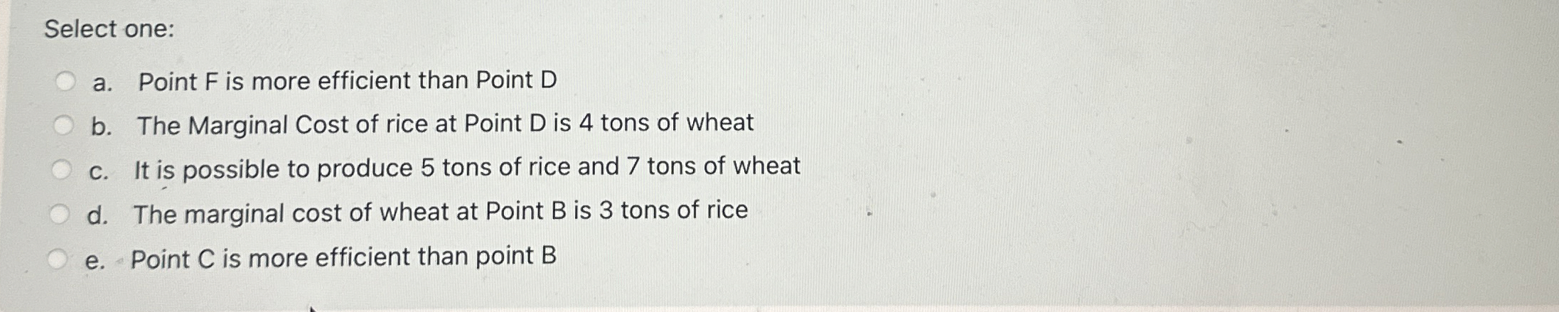 Solved Select one:a. ﻿Point F ﻿is more efficient than Point | Chegg.com