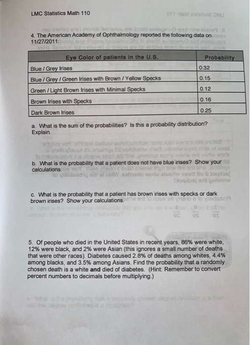 Solved LMC Statistics Math 110 Osta ng nila) nobleavin ons | Chegg.com