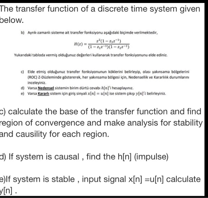 Solved The transfer function of a discrete time system given | Chegg.com