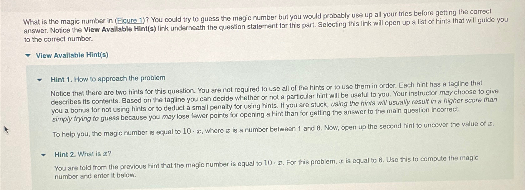 Solved What is the magic number in (Figure 1)? ﻿You could | Chegg.com