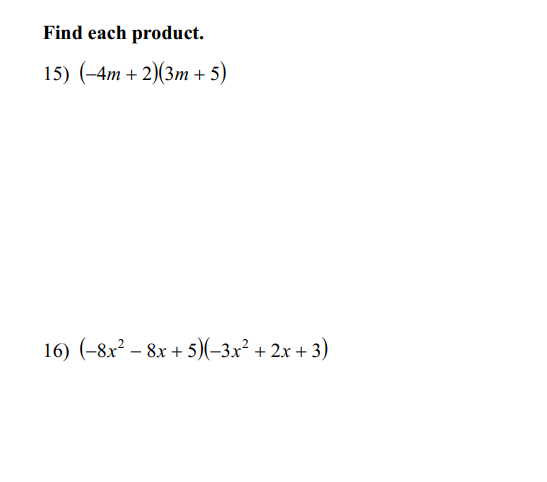 Solved Find each product:#15 ﻿and #16Find each | Chegg.com