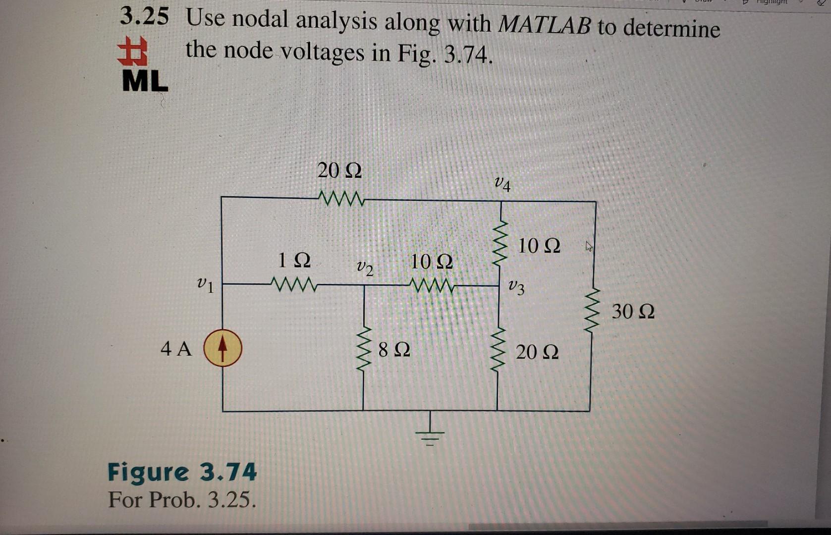 Solved 3.25 Use nodal analysis along with MATLAB to | Chegg.com