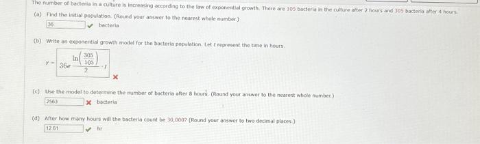 Solved The number of bacteria in a culture is increasing | Chegg.com