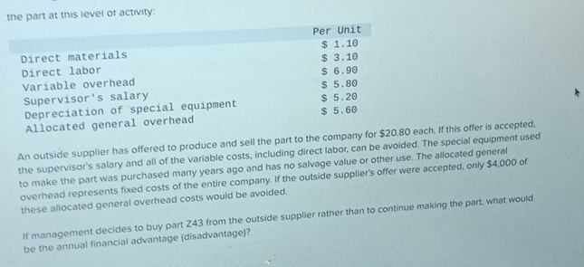 Solved the part at this level ot activity:\table[[,Per | Chegg.com