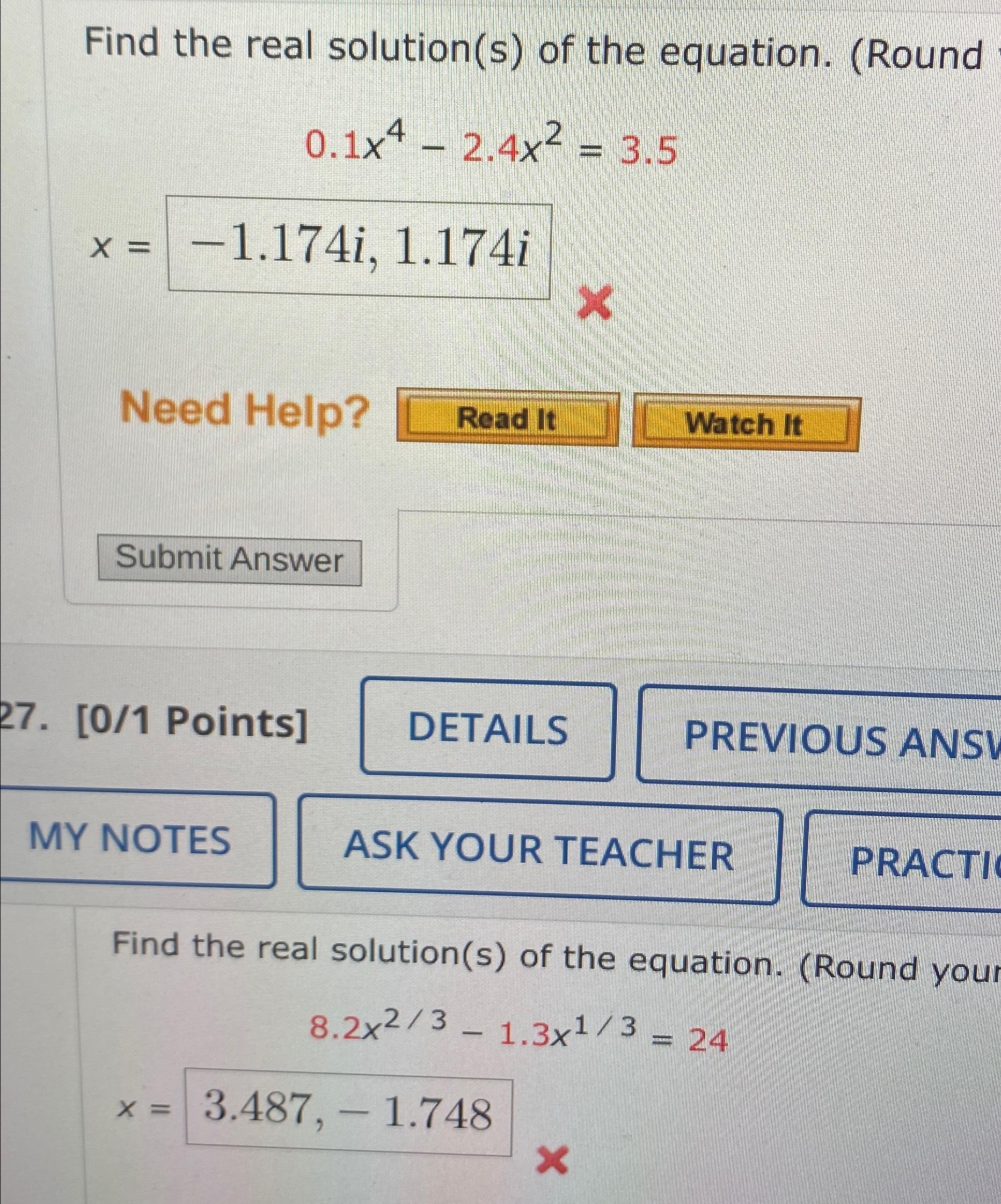 Solved Find the real solution(s) ﻿of the equation. | Chegg.com