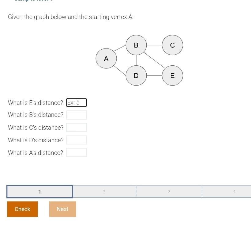 Solved Given the graph below and the starting vertex A : | Chegg.com