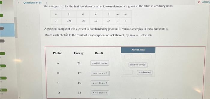 Solved The energies, E, for the first few states of an | Chegg.com