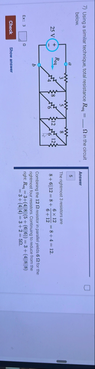Solved Using a similar technique, total resistance Req= q, Ω | Chegg.com