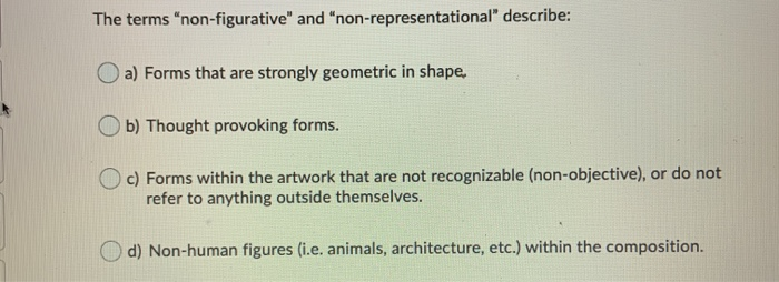 Solved The terms "figurative" and "representational" | Chegg.com