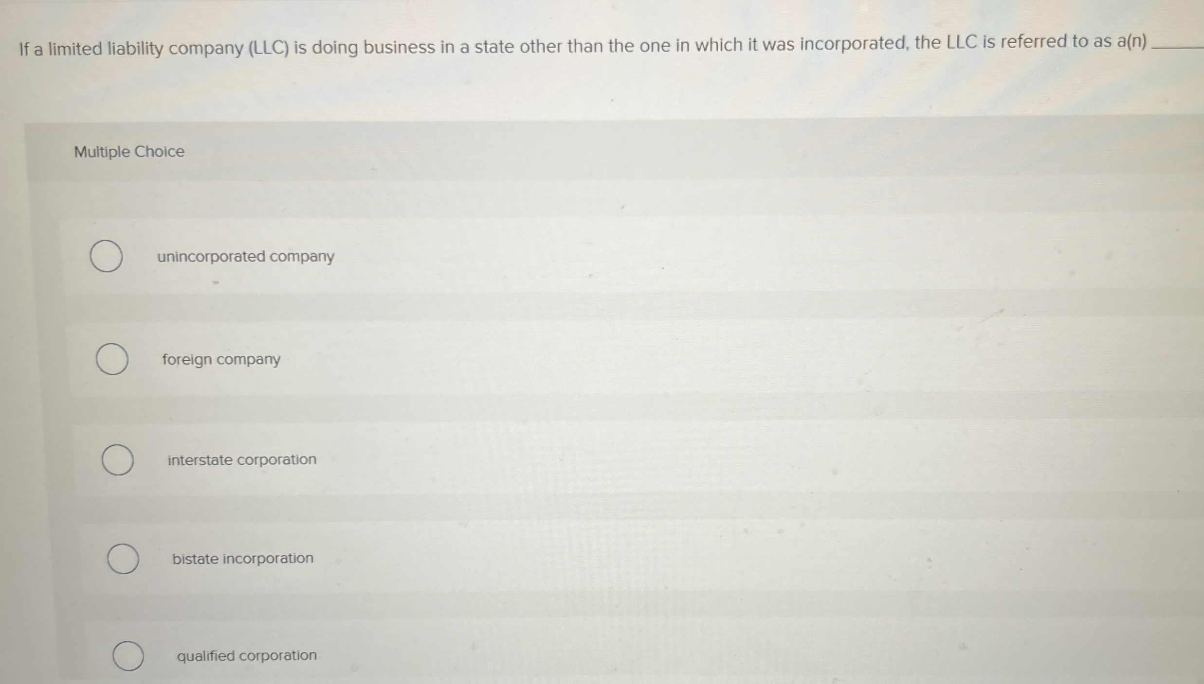 Solved If a limited liability company (LLC) ﻿is doing | Chegg.com