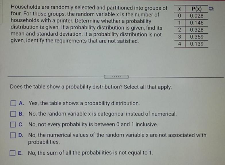 Solved Households are randomly selected and partitioned into | Chegg.com