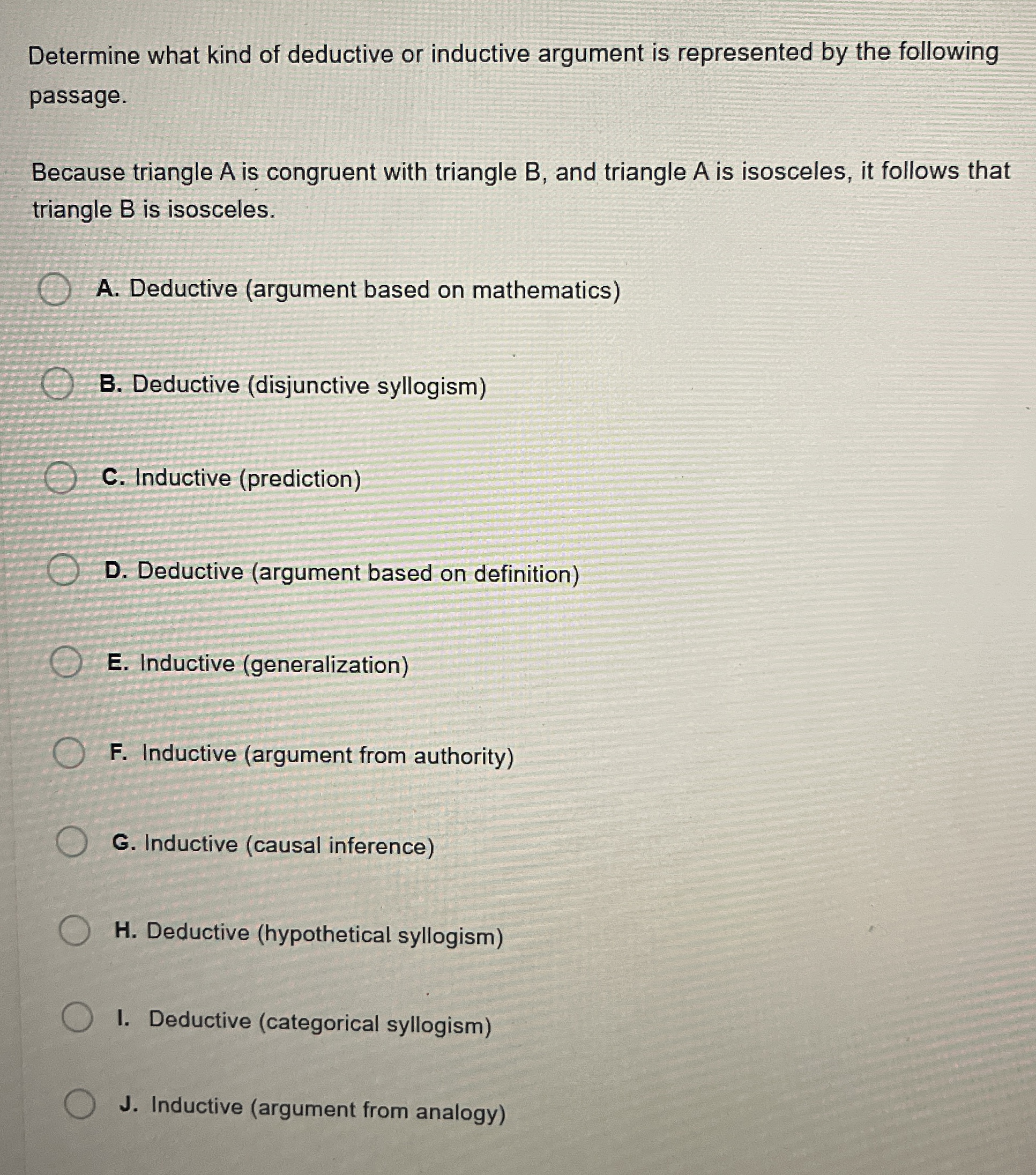 Solved Determine what kind of deductive or inductive | Chegg.com