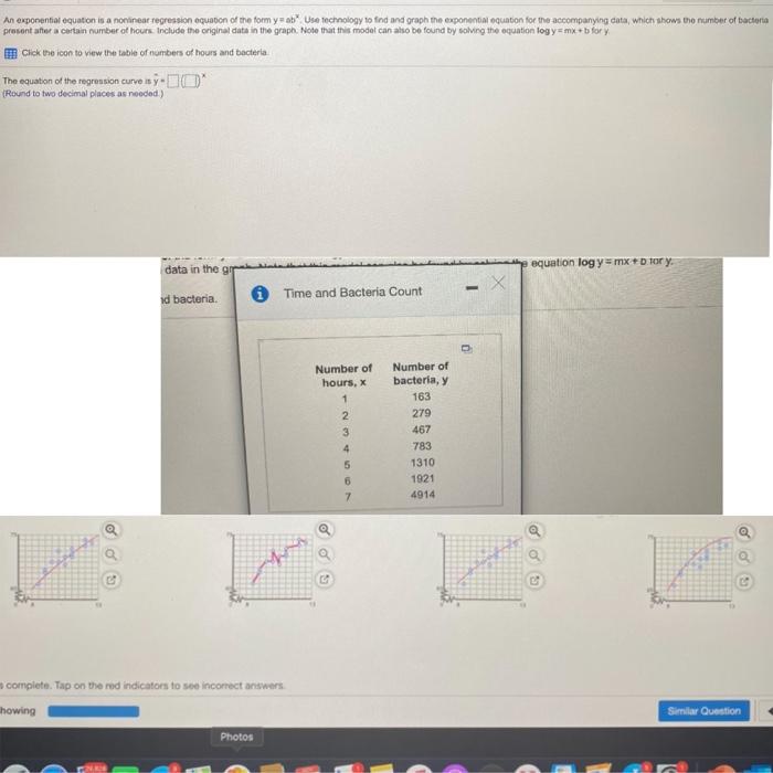 Solved An exponential equation is a nonlinear regression | Chegg.com