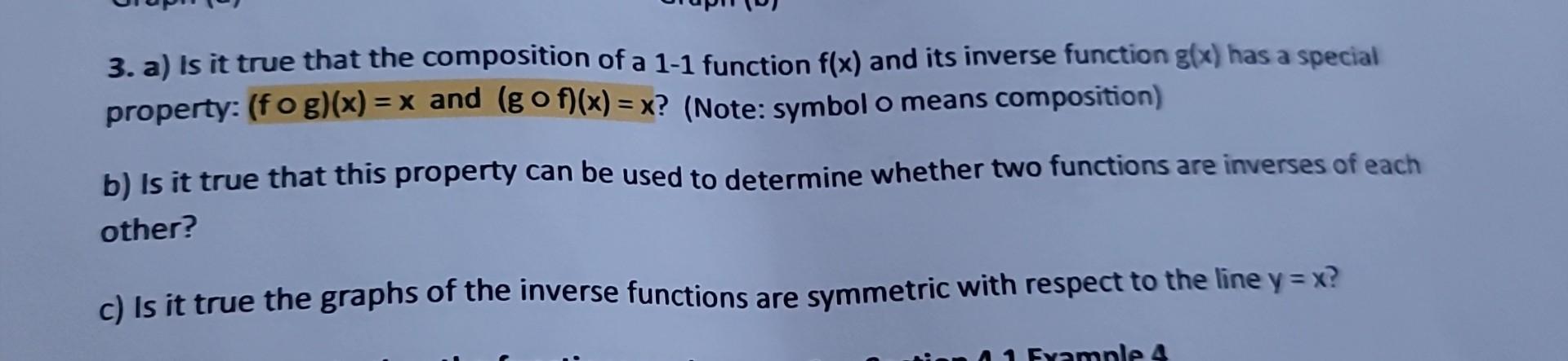 Solved 3. a) Is it true that the composition of a 1-1 | Chegg.com