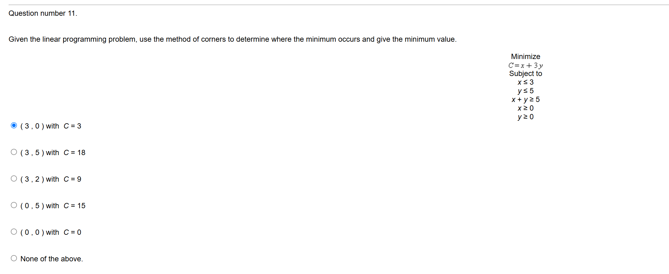 Solved Question number 11.Given the linear programming | Chegg.com