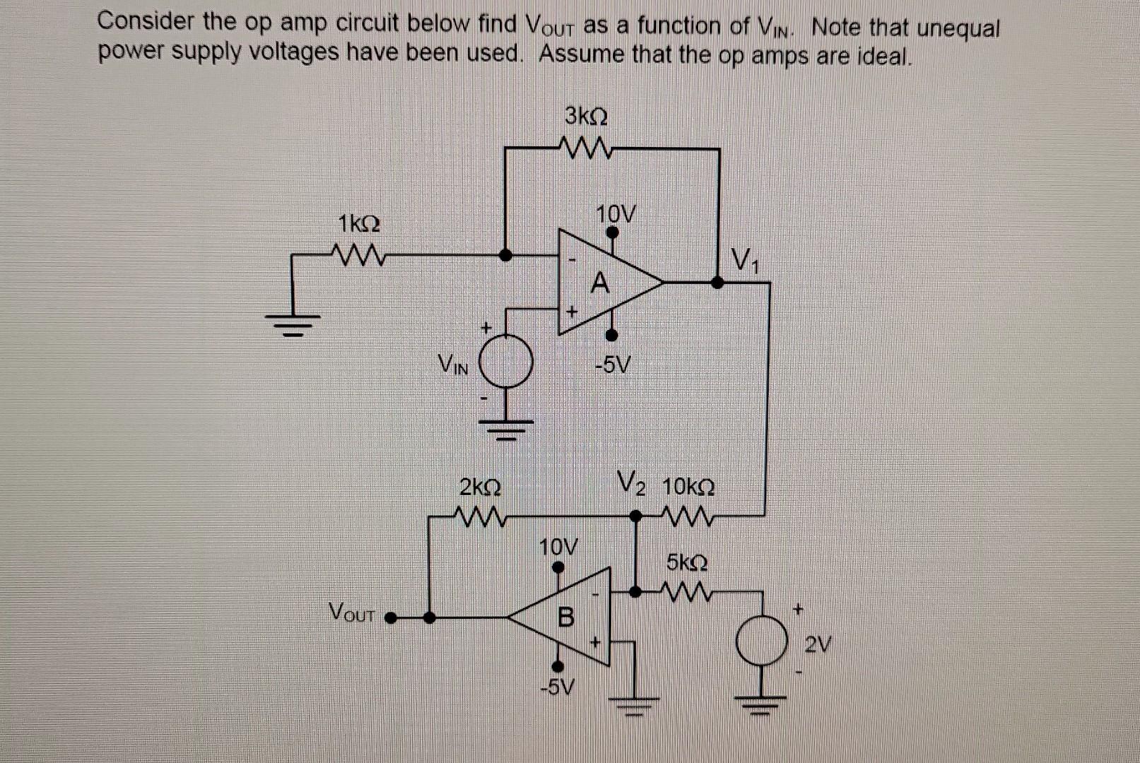 Solved Consider the op amp circuit below find VOuT as a | Chegg.com