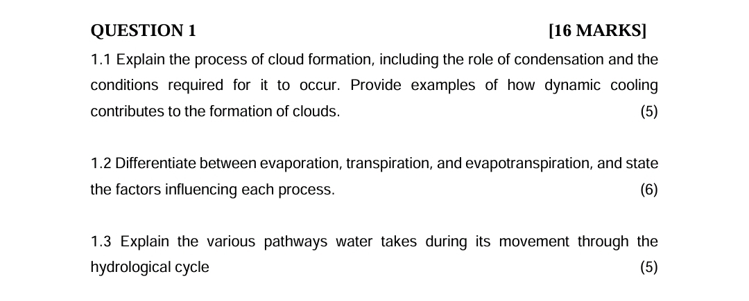 Solved QUESTION 1[16 ﻿MARKS]1.1 ﻿Explain the process of | Chegg.com