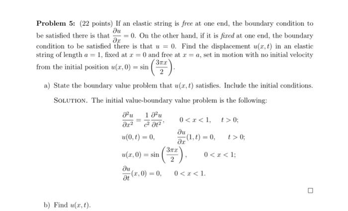 Solved Problem 5: (22 points) If an elastic string is free | Chegg.com