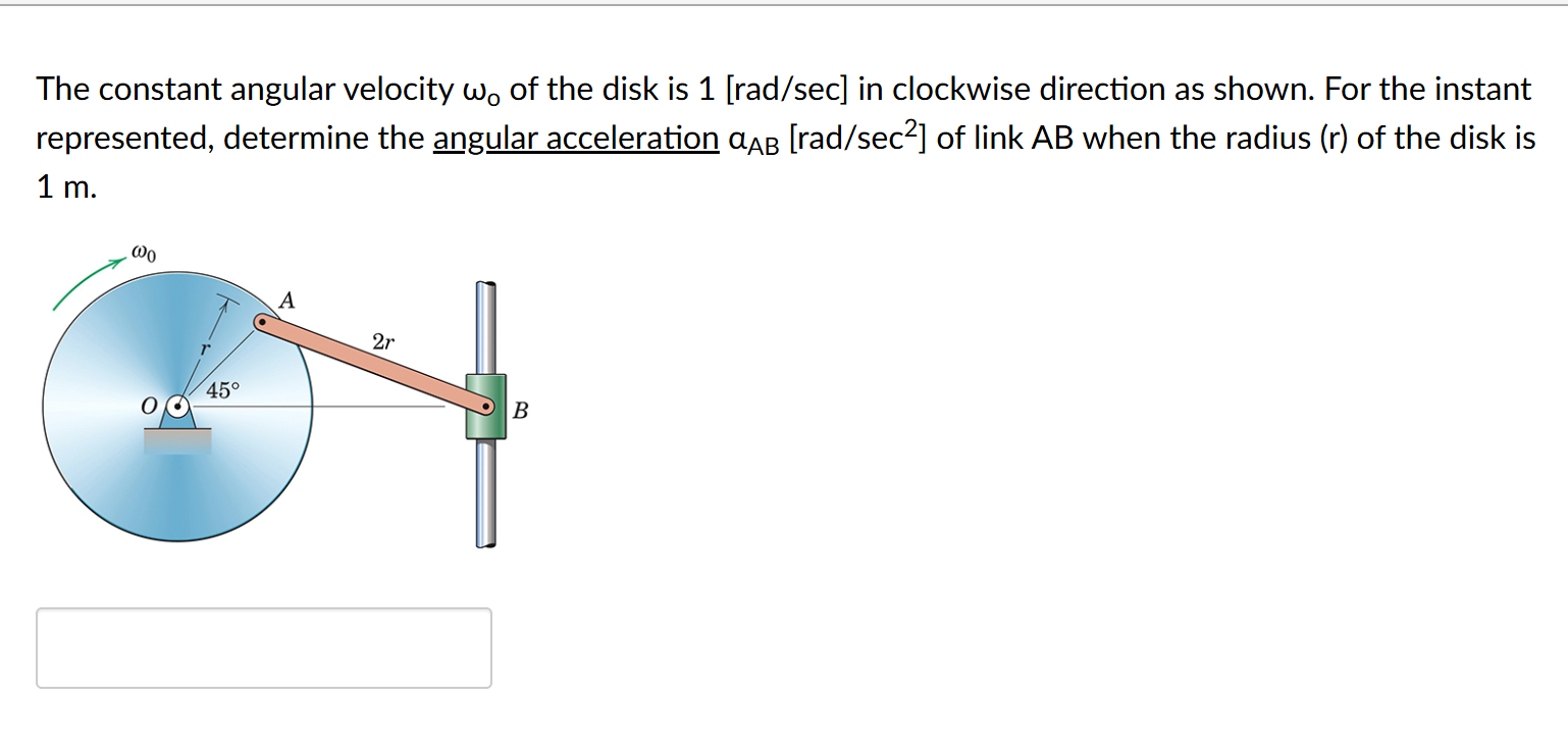 Solved The constant angular velocity ω0 ﻿of the disk is | Chegg.com