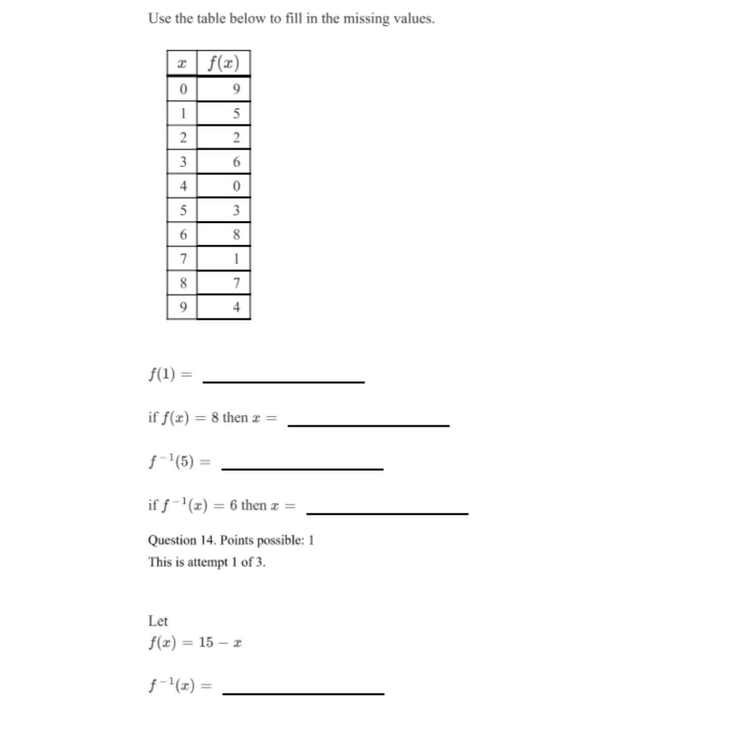 Solved Use The Table Below To Fill In The Missing